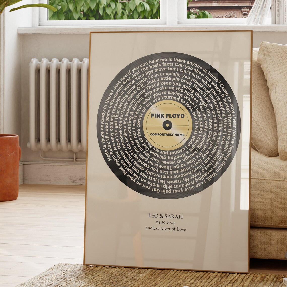 Custom Vinyl Record Song Lyrics Poster, Black and Gold Music Print ...