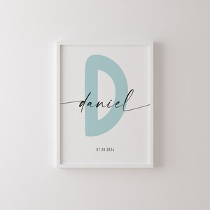 Custom Nursery Initial Print, Personalized Name Poster, Unisex Baby ...