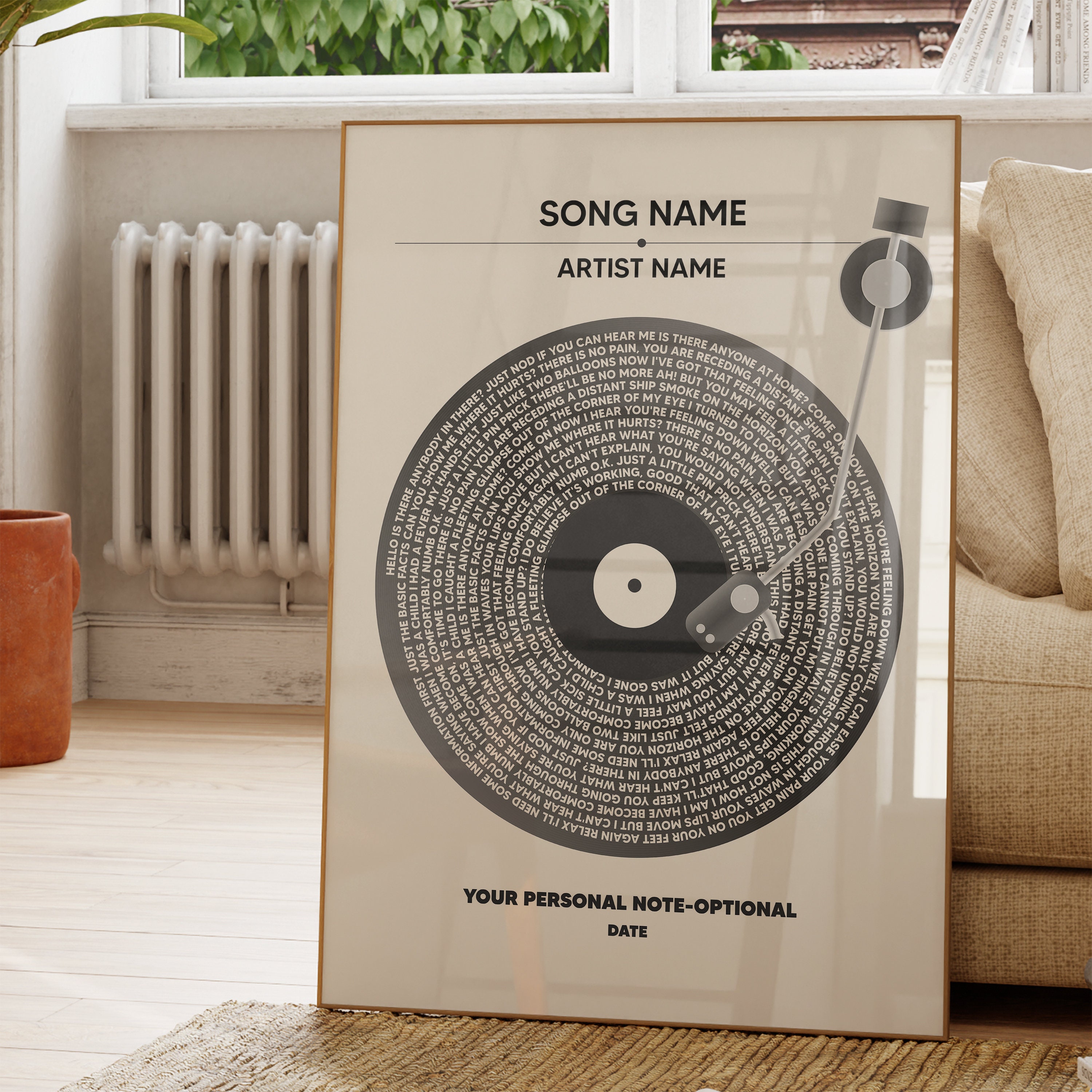 Custom Vinyl Record Print, Personalized Song Lyrics Poster, Birthday ...