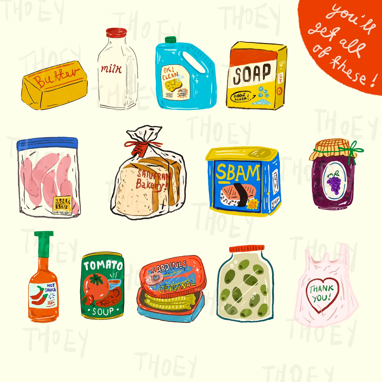 Grocery Store Digital Clipart Elements , Sticker , Icons , Clipart ...