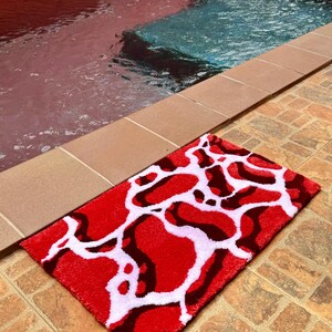 Handmade Blue Water Pattern Tufted Rug Medium Size, Ocean-inspired ...