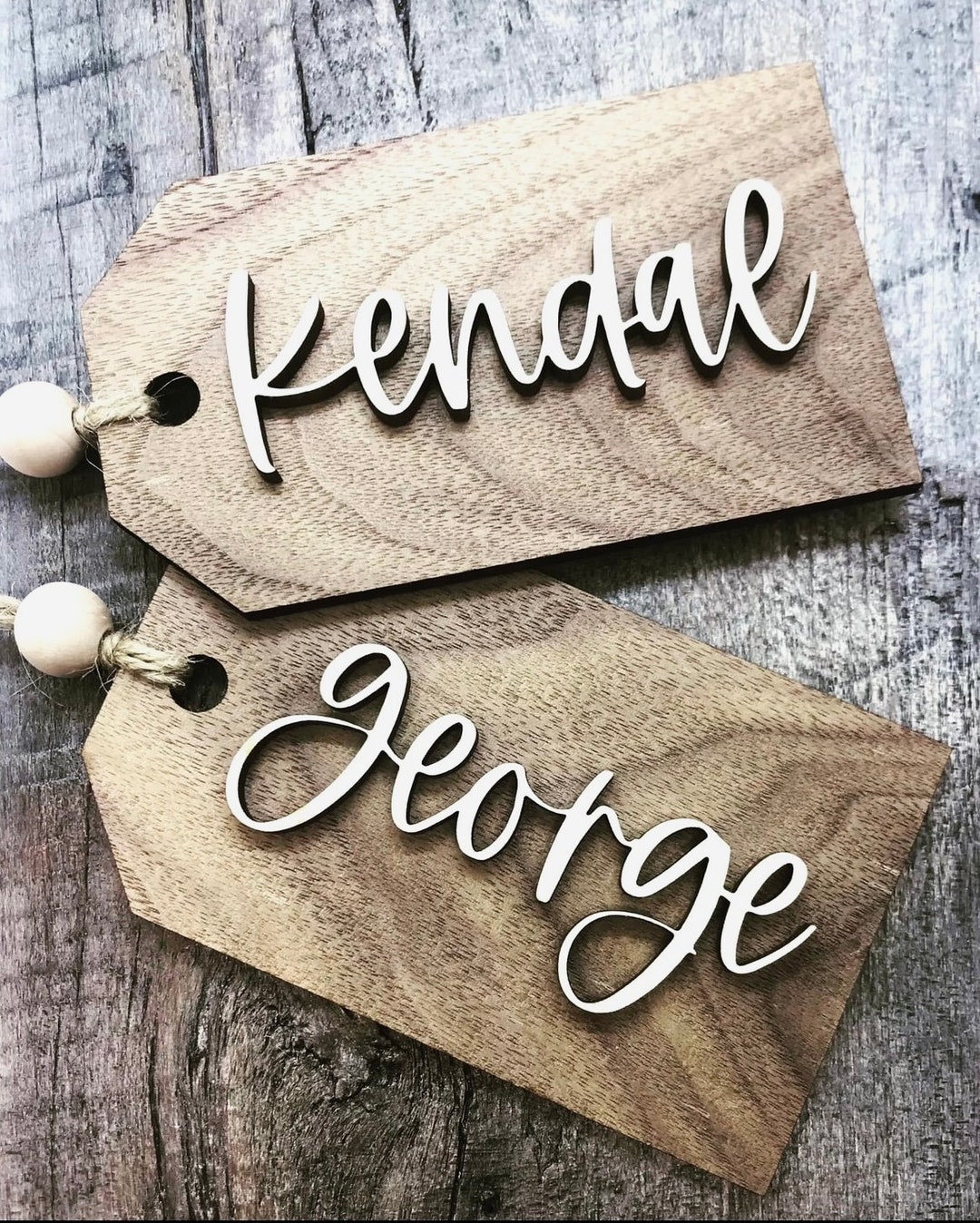 Personalized Stocking Name Tags - Solid Hardwood - Walnut and Maple ...