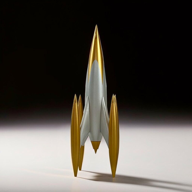 3D Printed 1950s Retrofuturistic Sci Fi Rocket Ship, Vintage Space ...