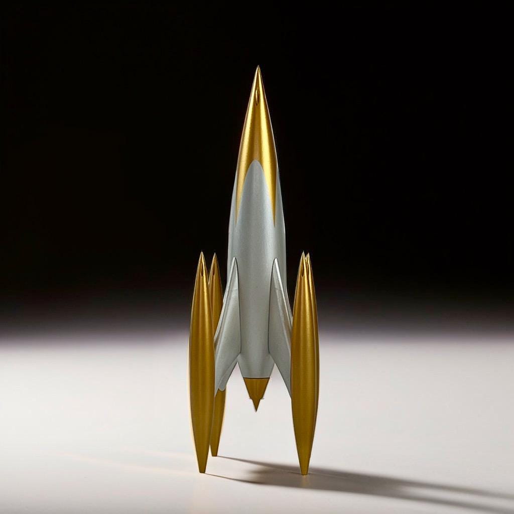 3D Printed 1950s Retrofuturistic Sci Fi Rocket Ship, Vintage Space ...