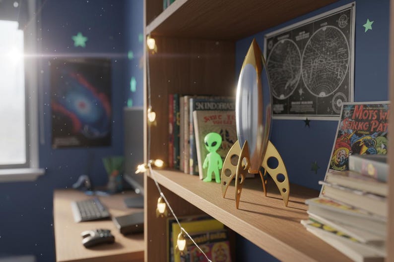 Retro Sci-fi Rocket 3D Print Files: Desk Decor (STL & LYS) - Etsy UK