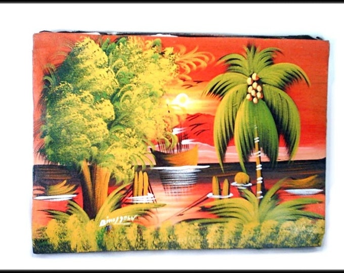 Mid-century Palm Tree TROPICAL Painting 50's 60's Seascape - Etsy