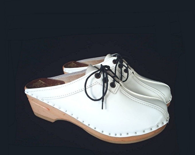 Vintage BASTAD Swedish Lace-up Wood Sole CLOGS 38/7.5/8 - Etsy