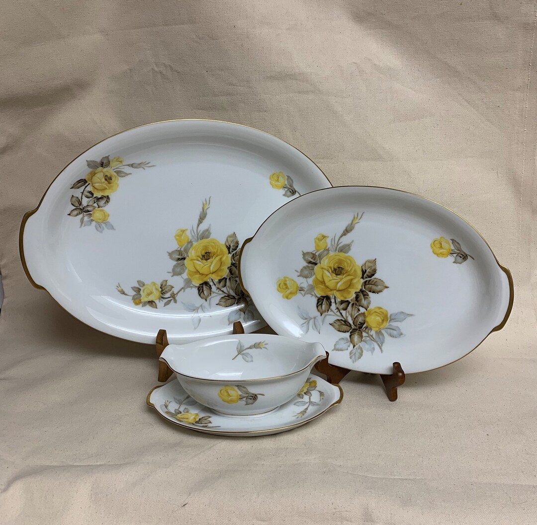 Vintage Sango Serving Pieces in Yellow Rose Cotillion Pattern - Etsy