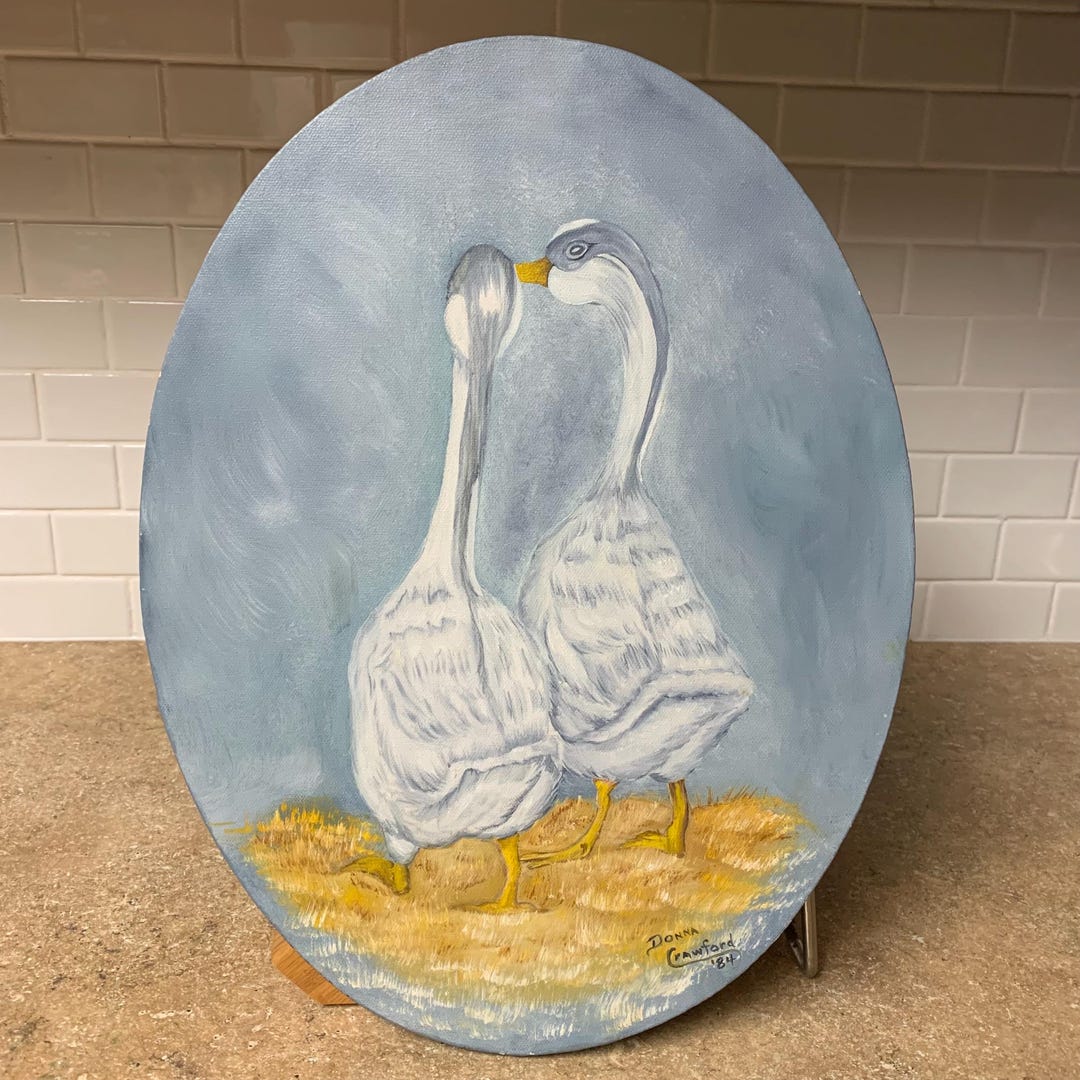 Original Vintage Goose Oil on Canvas Painting - Etsy