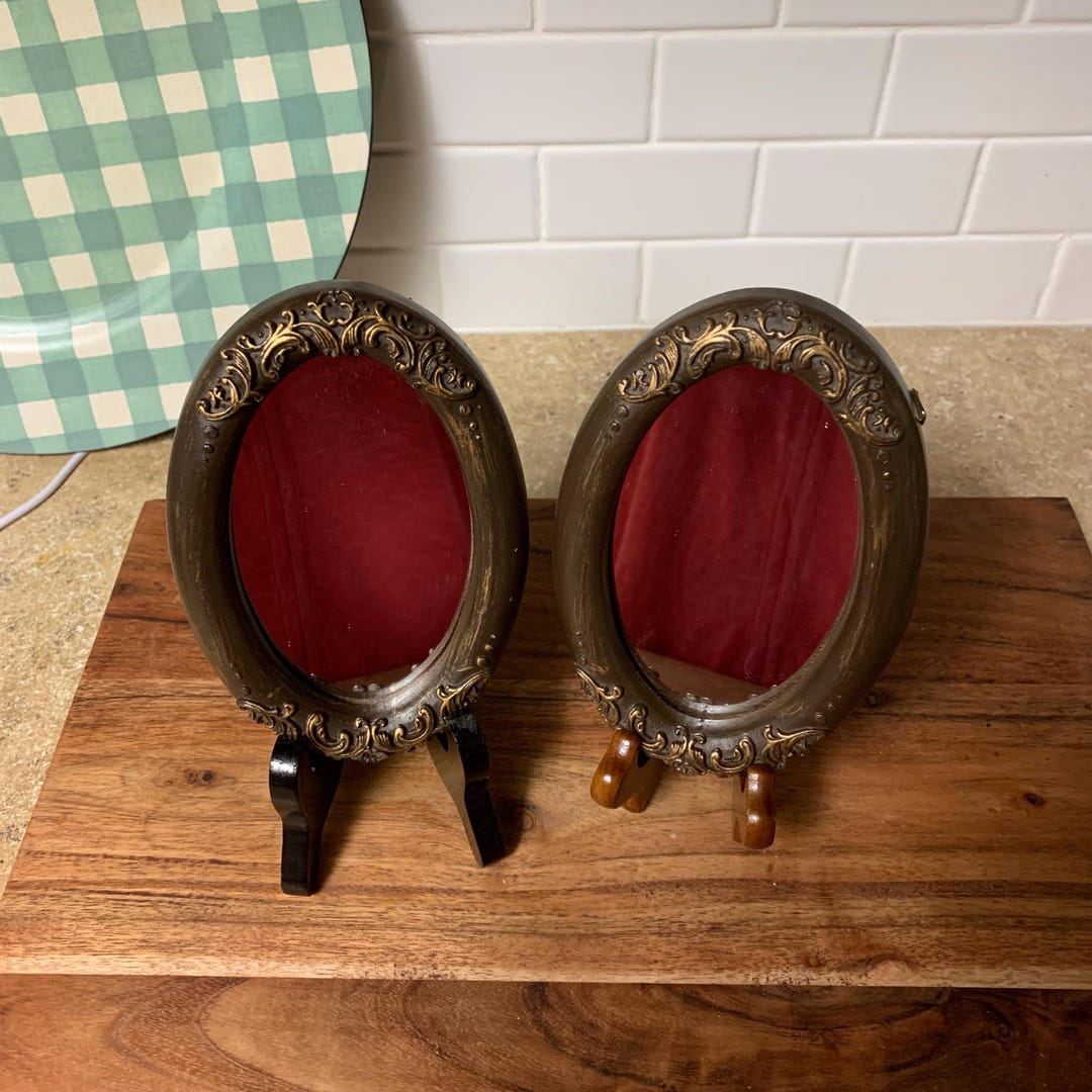Pair of Small Vintage Mirrors - Etsy
