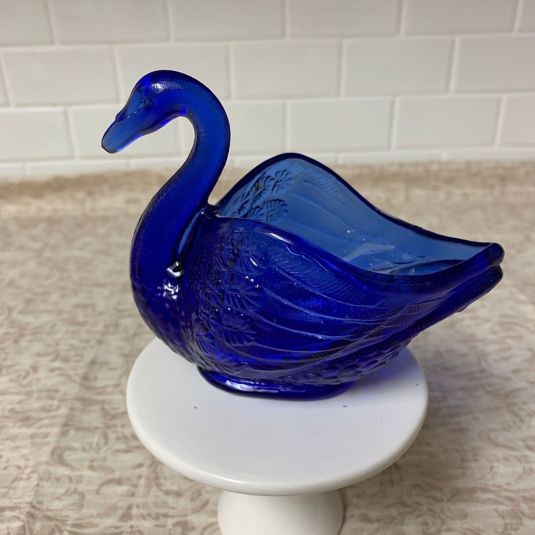 Rare Cobalt Blue Fenton Swan Vintage - Etsy