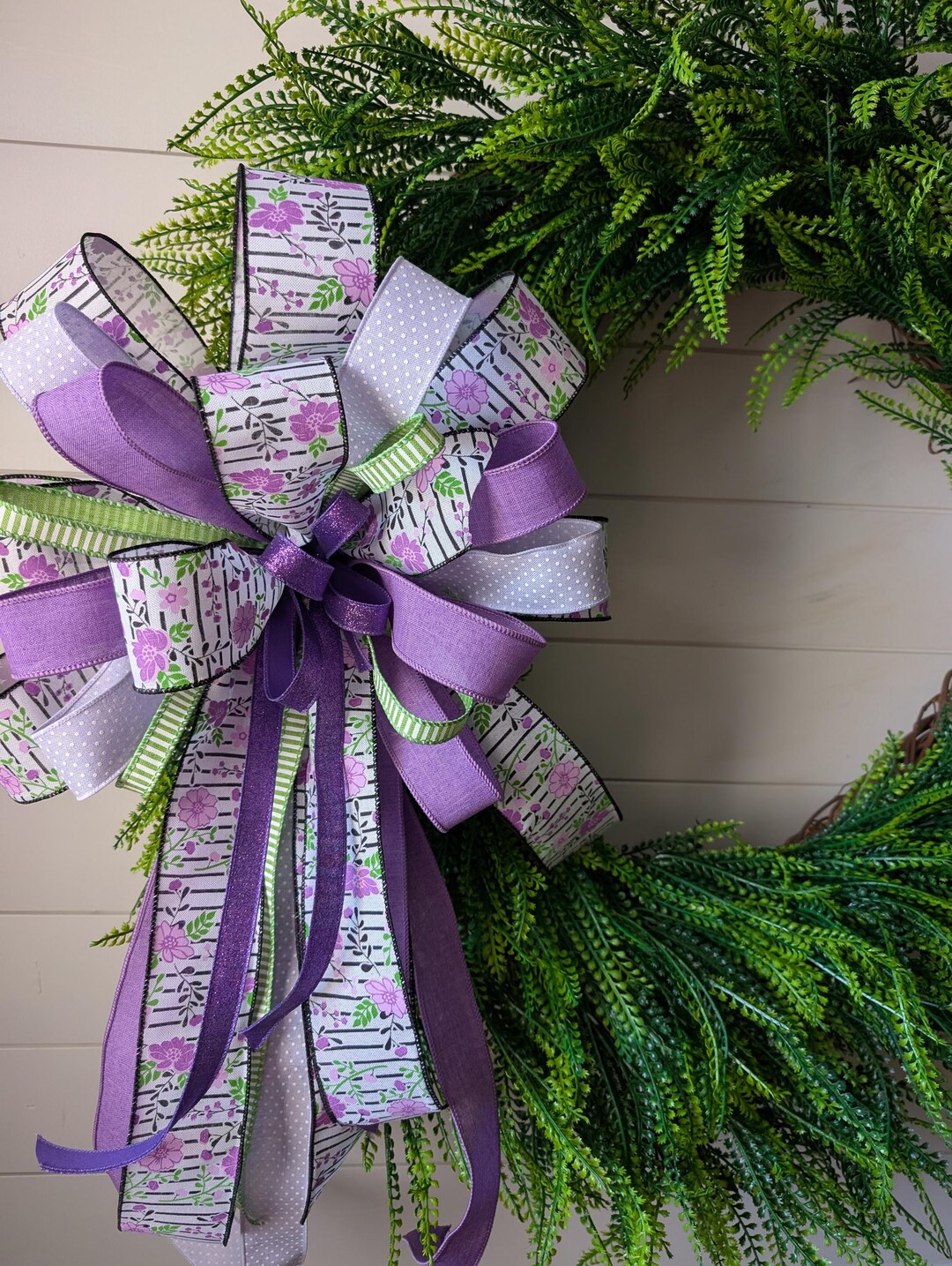 Large Spring Bow - Purple, Green, Black - Etsy
