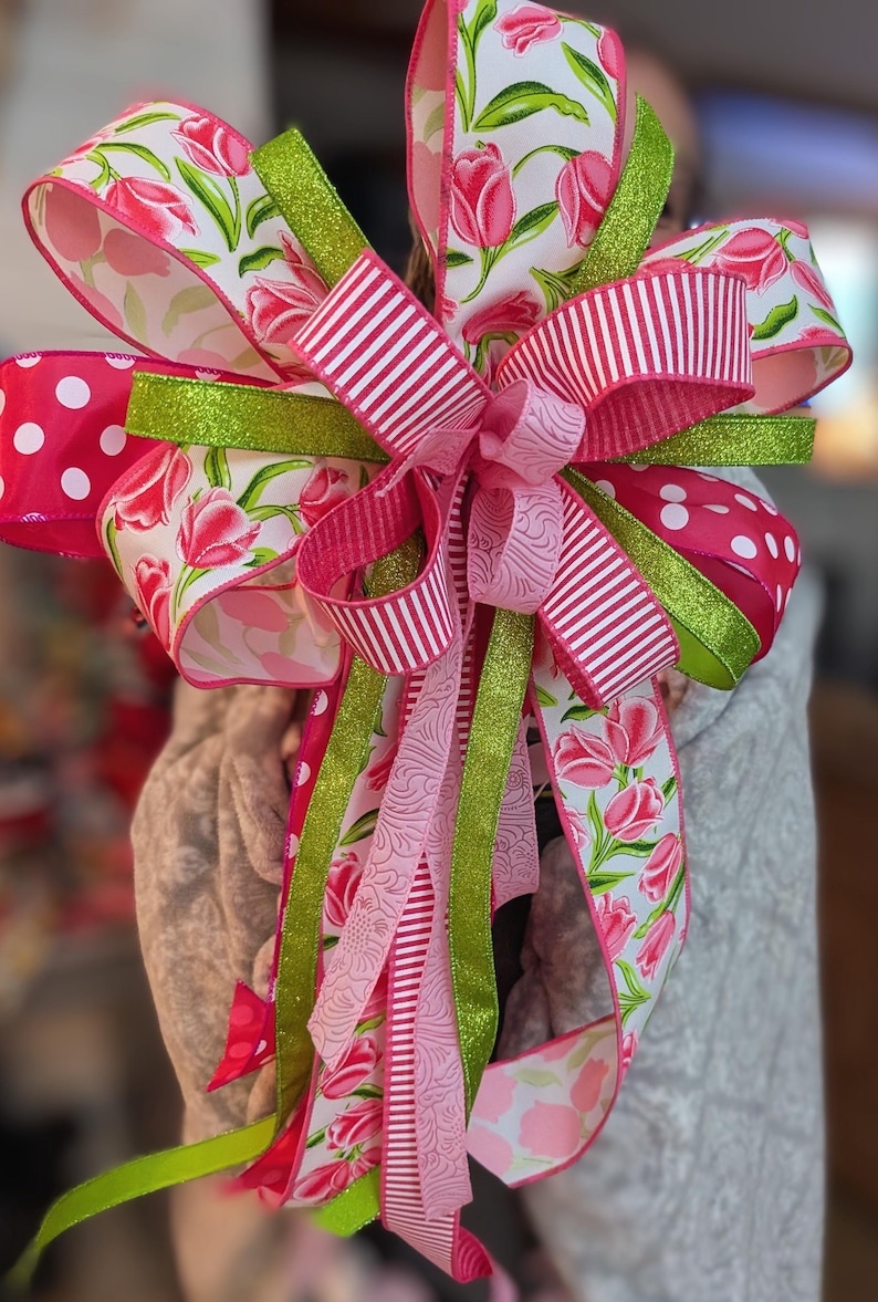 Spring Tulip Wreath Bow - Etsy