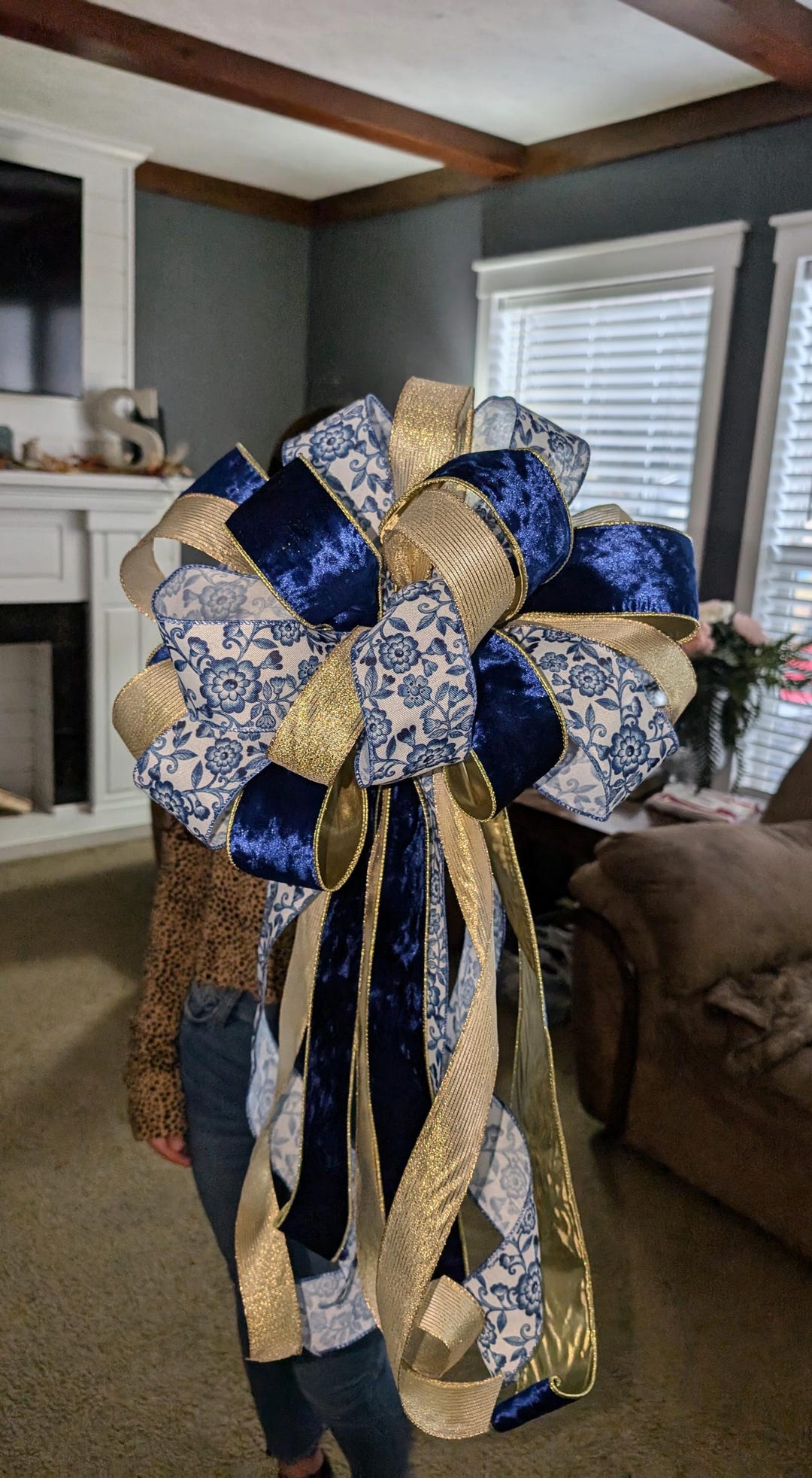 Tree Topper -blue, White, and Gold - Etsy