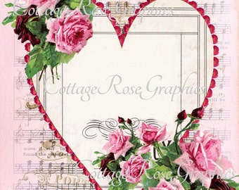 Printable ADD your own text Pink roses frame Digital download | Etsy