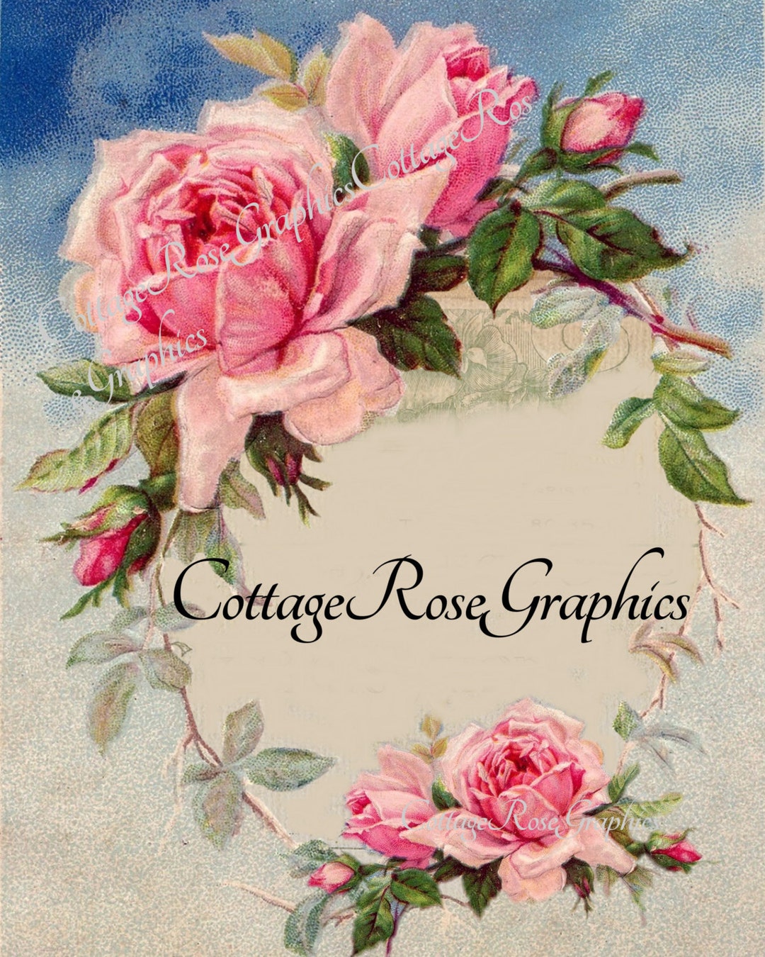 Large Digital Download ADD Your Own Text Wreath of Pink Roses Image BUY ...