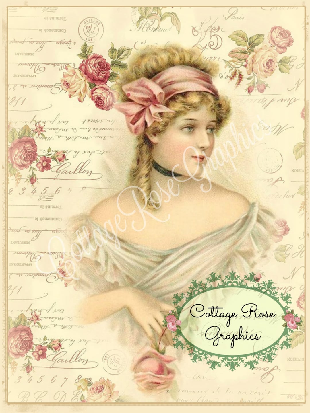 The French Rose Script Digital Image Download Paris Pink Buy 3 Get One ...