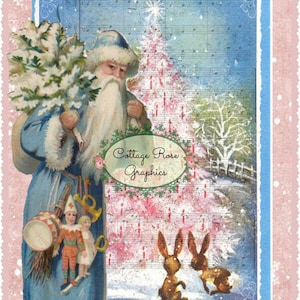Vintage Pink Christmas Tree BLUE SWEDISH Santa Sankta Lucia Large ...