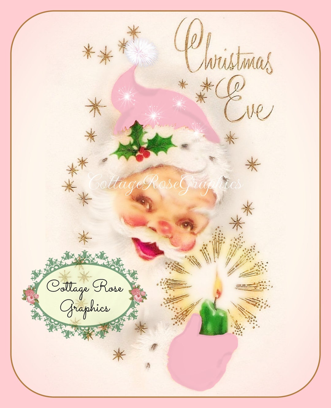Pink Santa Digital Christmas Eve Digital Download Buy 3 Get One Free ...
