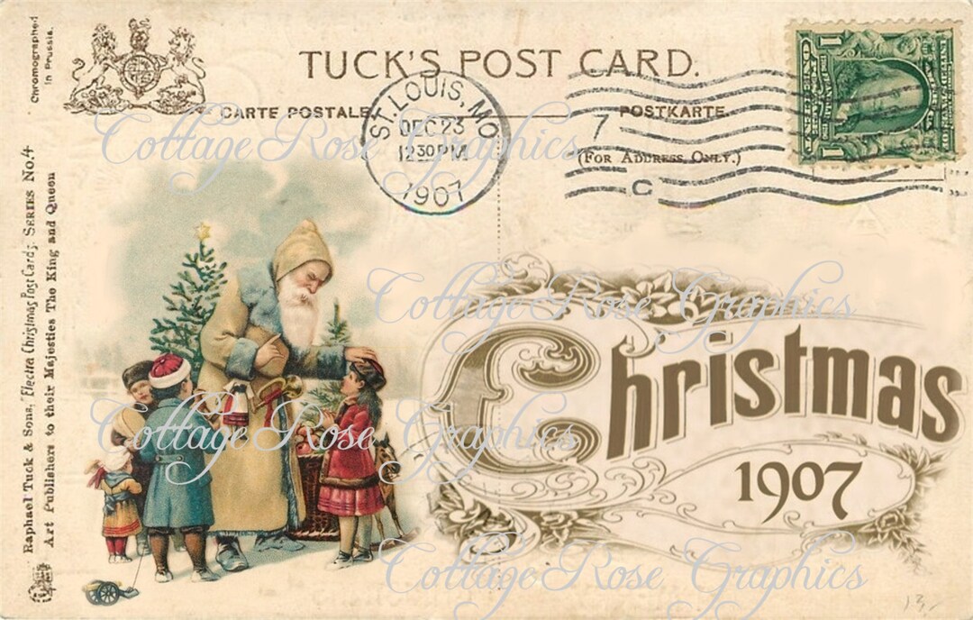 Vintage 1907 Christmas-3 POSTCARD Collage Digital Download - Etsy