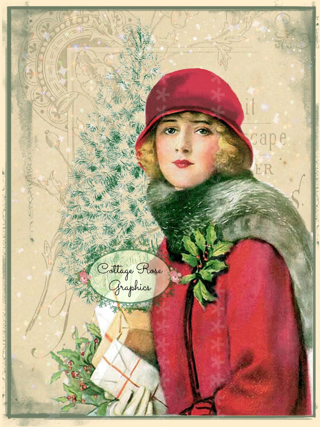 Vintage 1925 Christmas Shopper Collage Art (digital Download) - Etsy