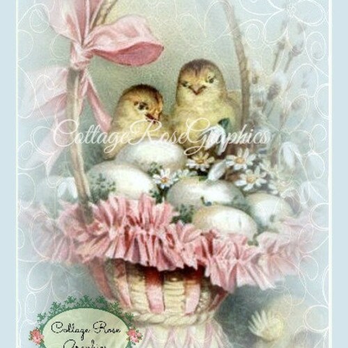Vintage French Easter Card Large Digital Download ECS Buy 3 - Etsy
