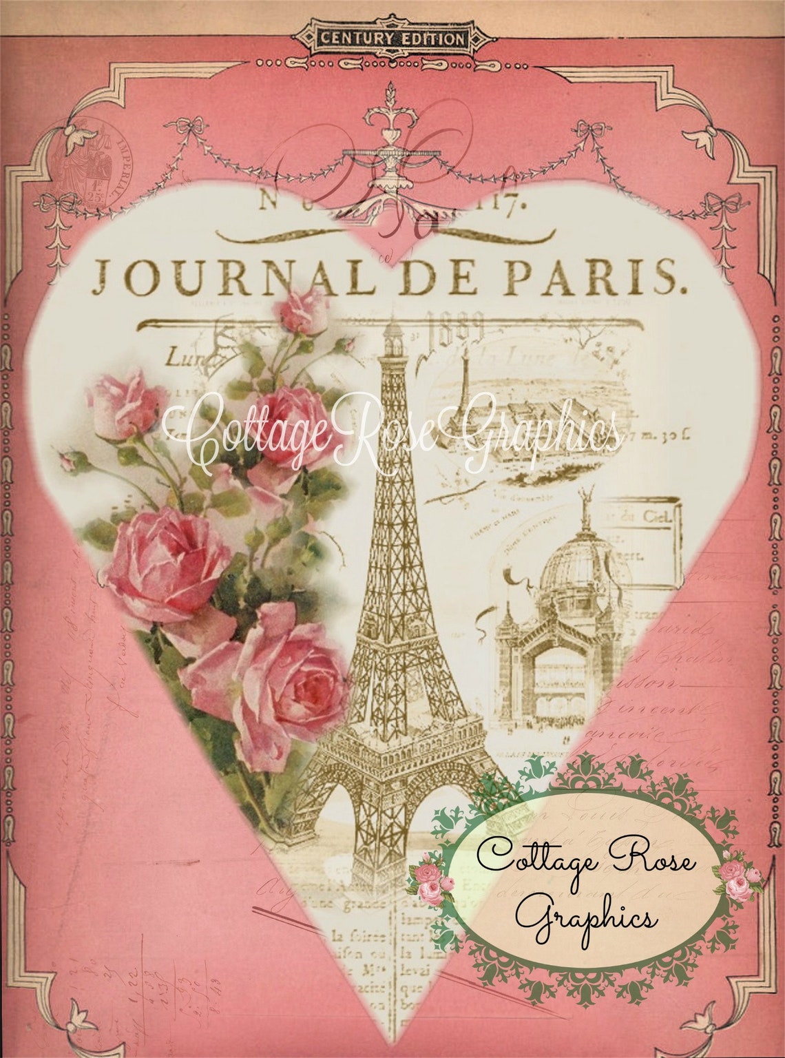 Paris Journal Vintage Valentine Large Digital Download ECS Buy - Etsy