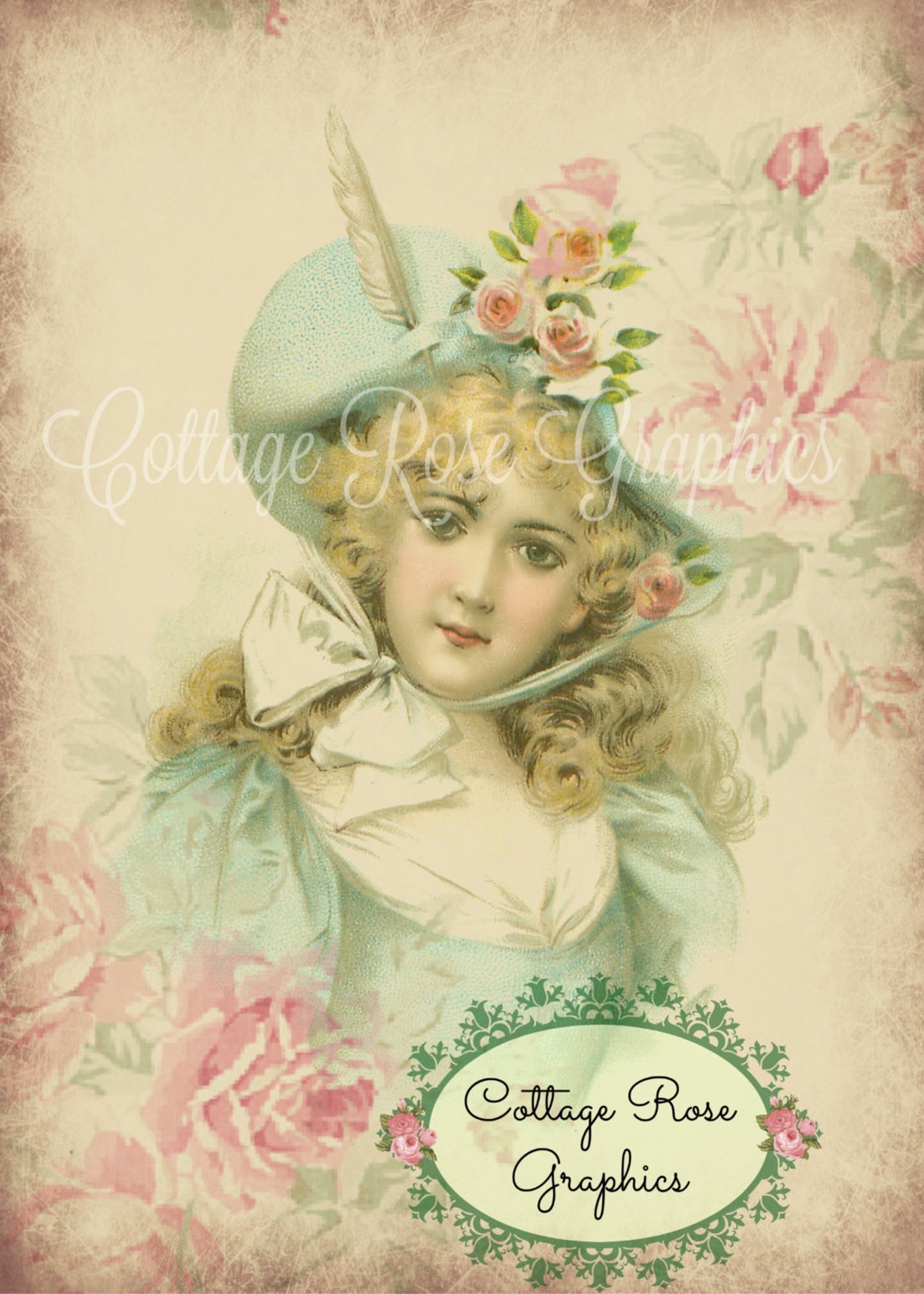 Vintage Victorian Rosebuds Lady Roses Large Digital Download - Etsy