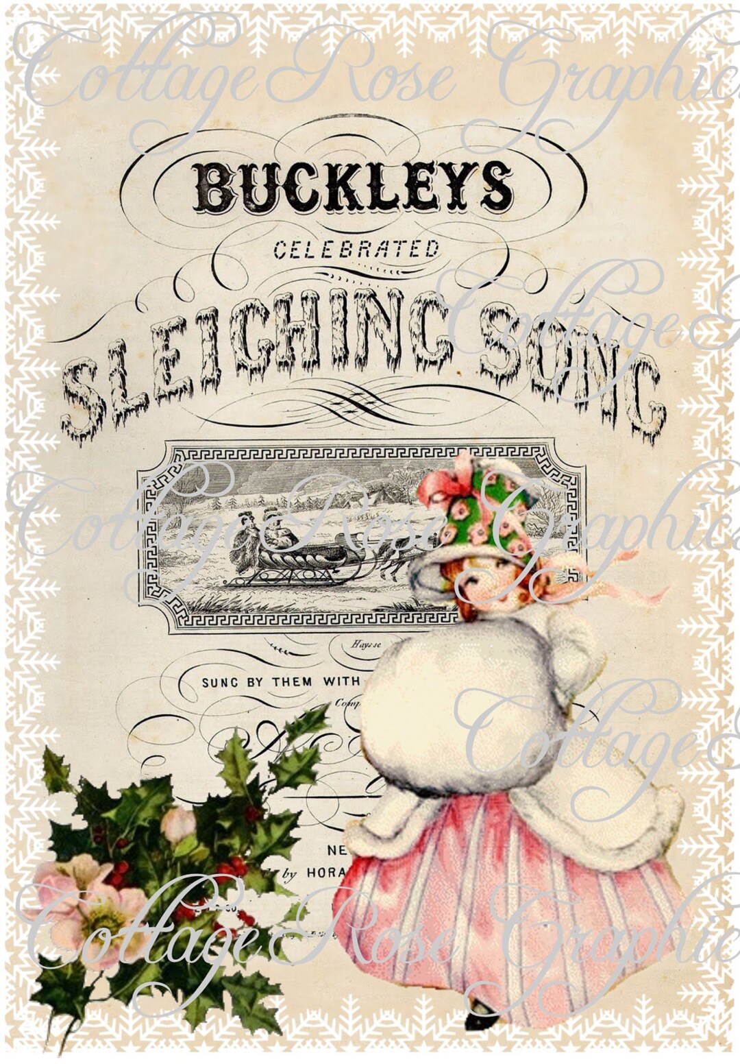 Vintage Christmas Sleighing Song Large Digital Download - Etsy