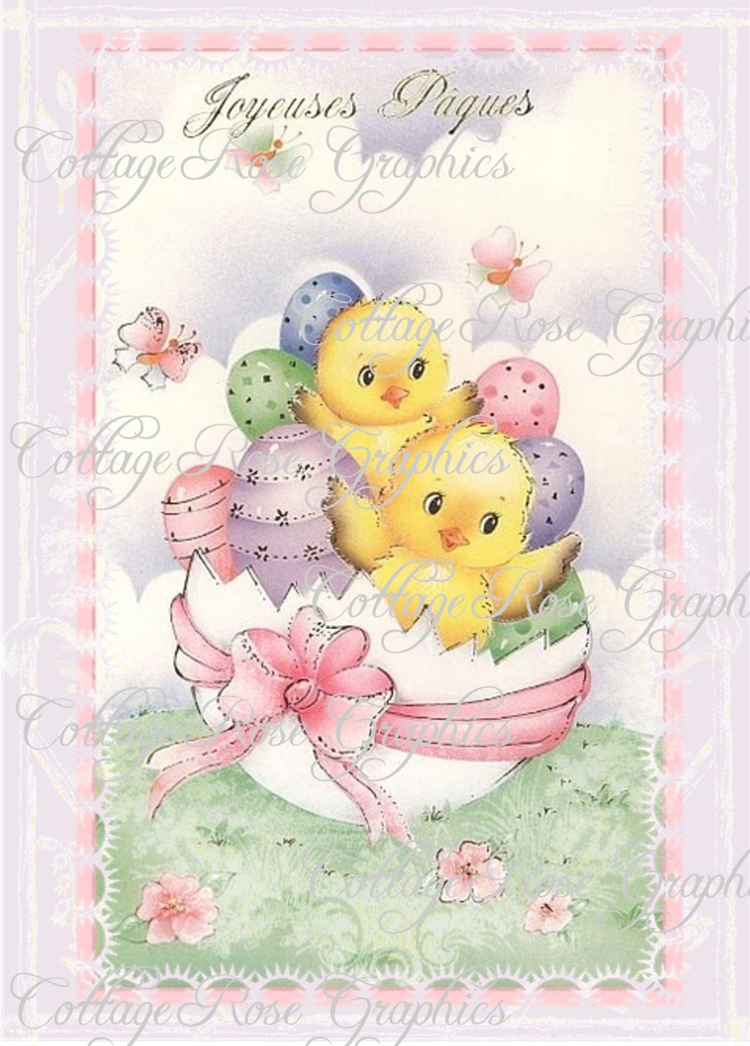 Vintage French Easter Card Large Digital Download ECS Buy 3 | Etsy