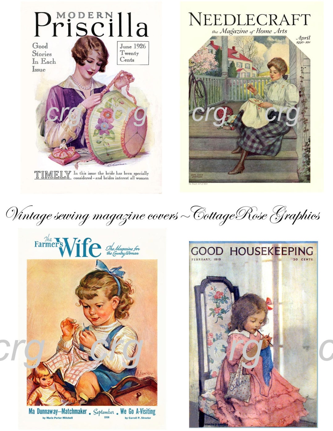 Vintage Sewing Thread Magazine Covers Advertisements Large Digital ...