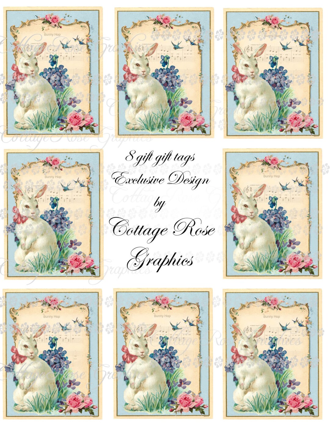 Digital EASTER Bunny Hop Gift Tags Pink Blue Download Buy 3 Get One ...