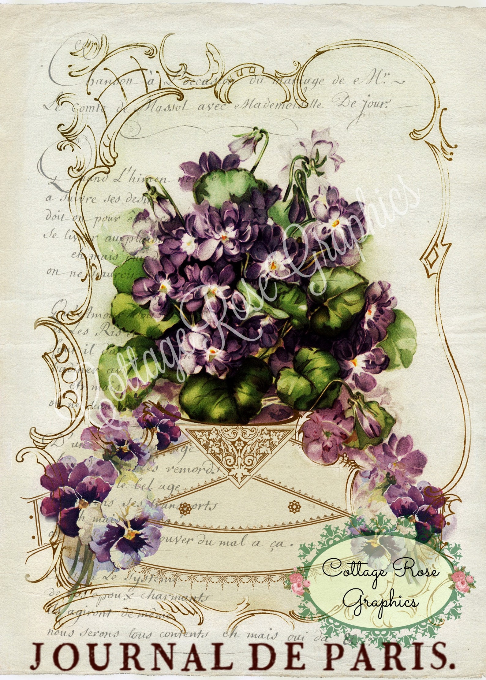 French Violets Paris Journal LARGE Format Digital Image - Etsy