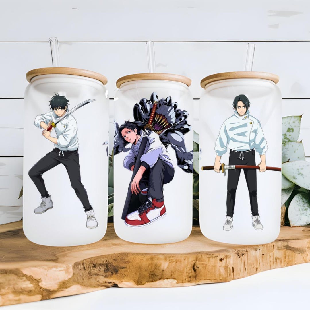 Anime Character Iced Coffee Glass, Anime Libbey Cup, Japanese Can Glass ...