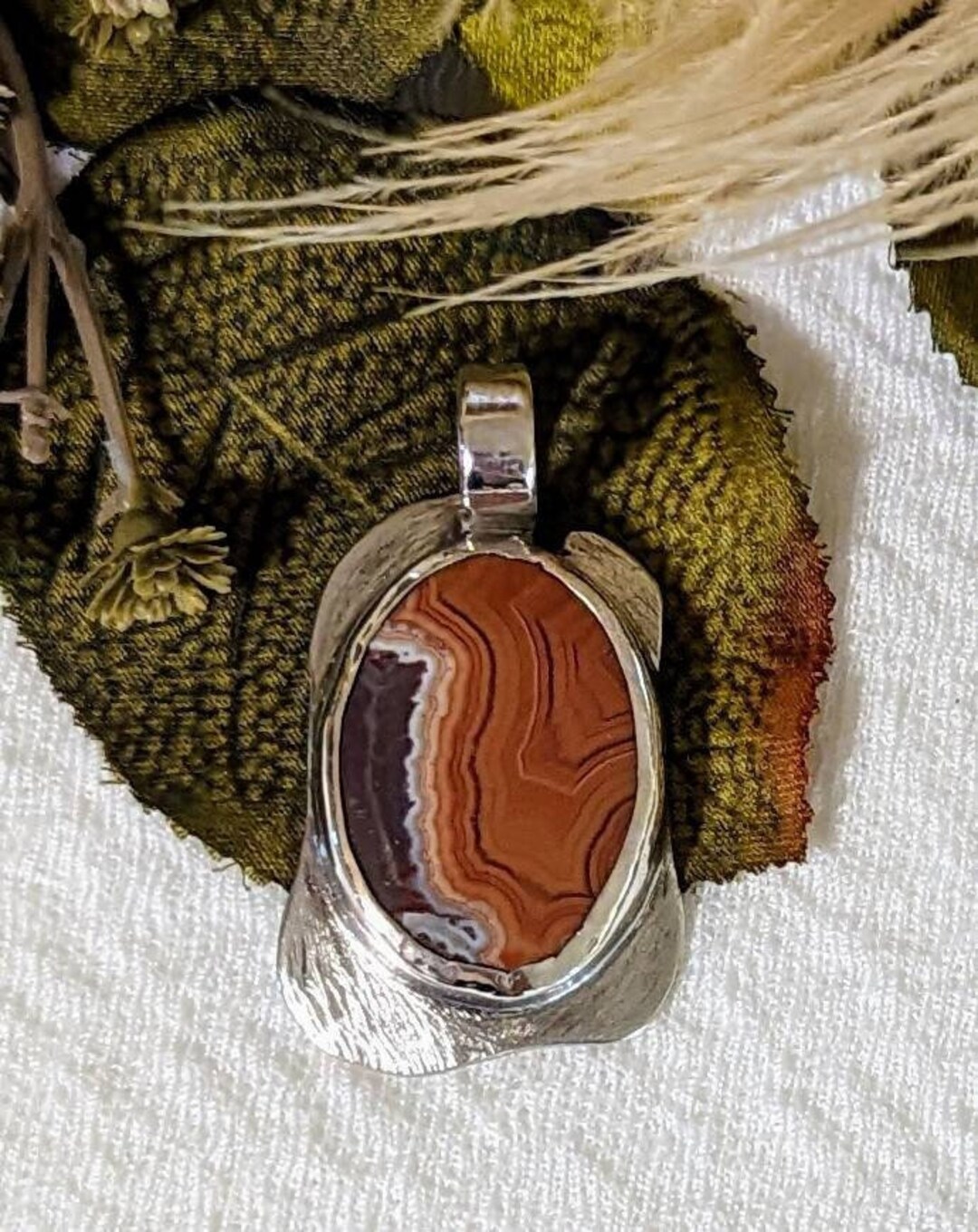 Artisan Sterling Silver Agate Pendant P054 - Etsy