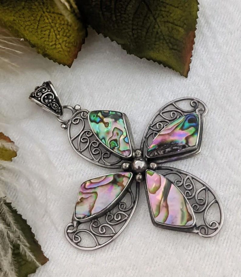 Meran Sterling Silver Abalone Large Pendant P025 - Etsy