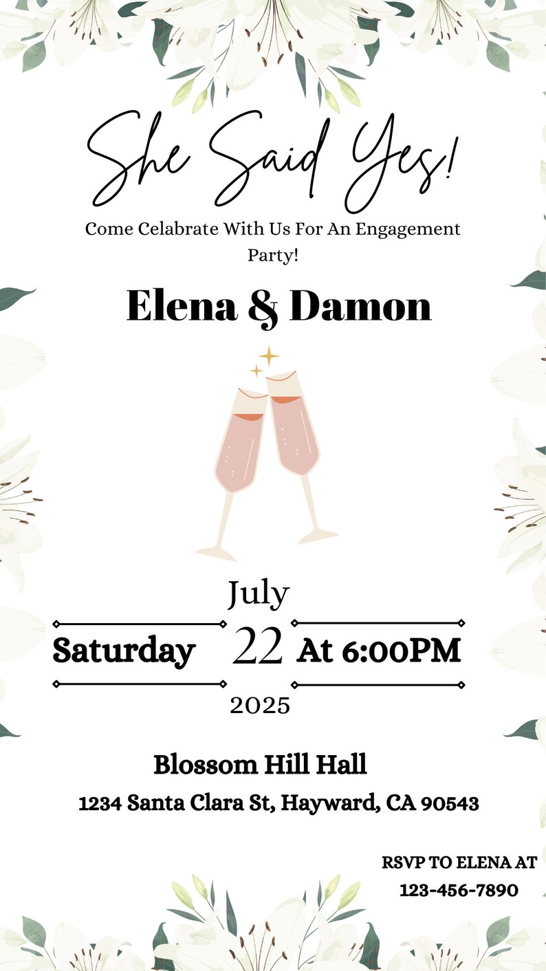 Digital Engagement Party Invitation Card Customizable, Modern, and ...