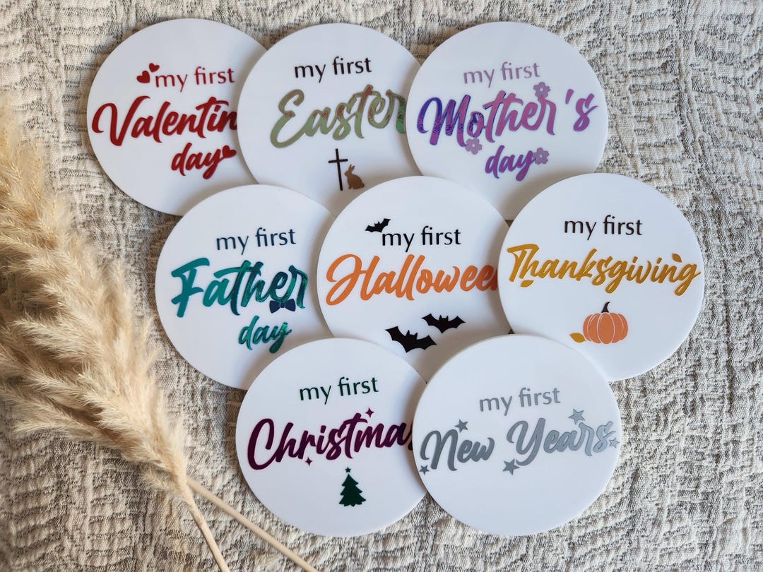 Baby's First Holidays V1 Acrylic Discs | Holographic Holiday Discs ...