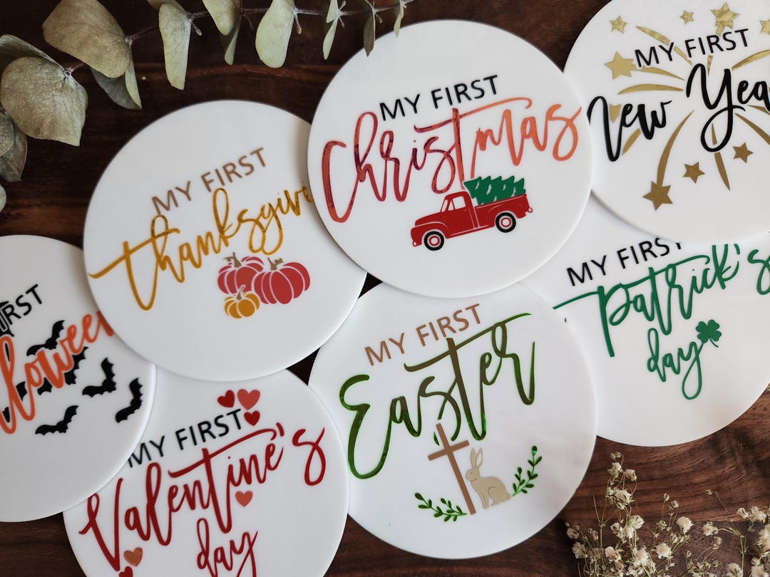 Baby's First Holidays V2 Acrylic Discs | Holographic Holiday Discs ...