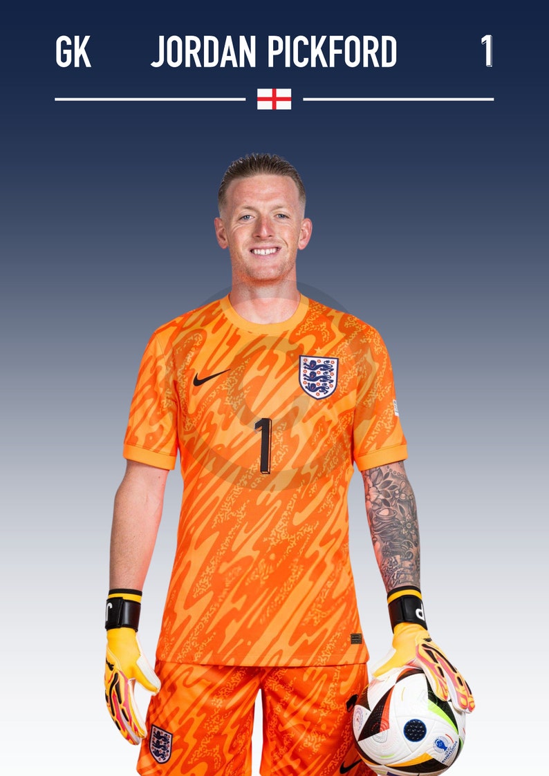 JORDAN PICKFORD, ENGLAND, Euro 2024, Football, Poster Print, Digital ...