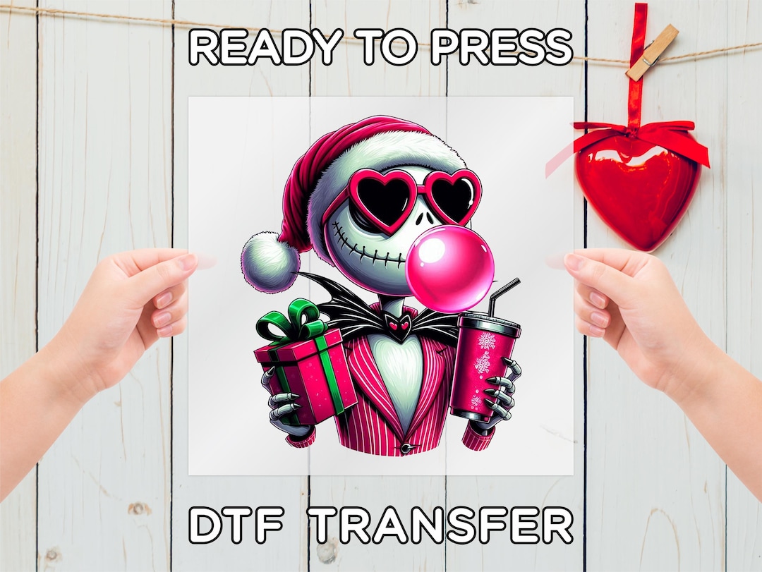 Jack Skellington Ready to Press DTF, Jack Skellington Blowing Bubble ...
