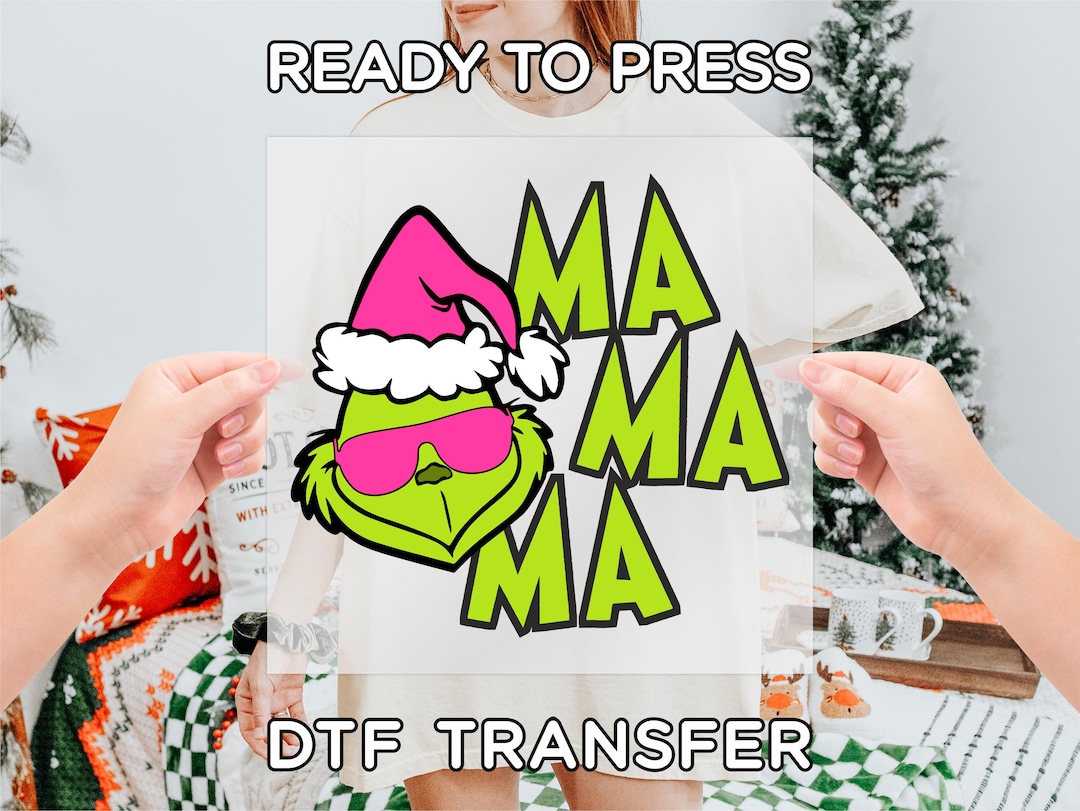 Grinch Mama Ready to Press DTF, Christmas Mom Grinch Print, Red/pink ...