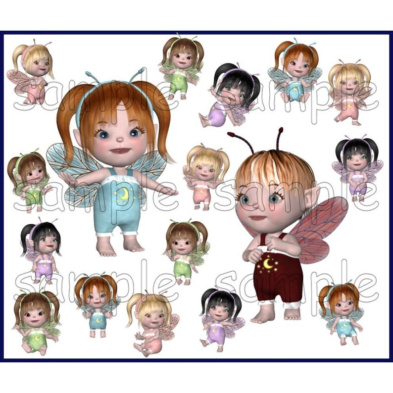 Impish Elves Fairy Graphics Clip Art Set 28 Royalty Free Images - Etsy