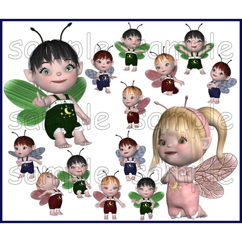 Impish Elves Fairy Graphics Clip Art Set 28 Royalty Free | Etsy