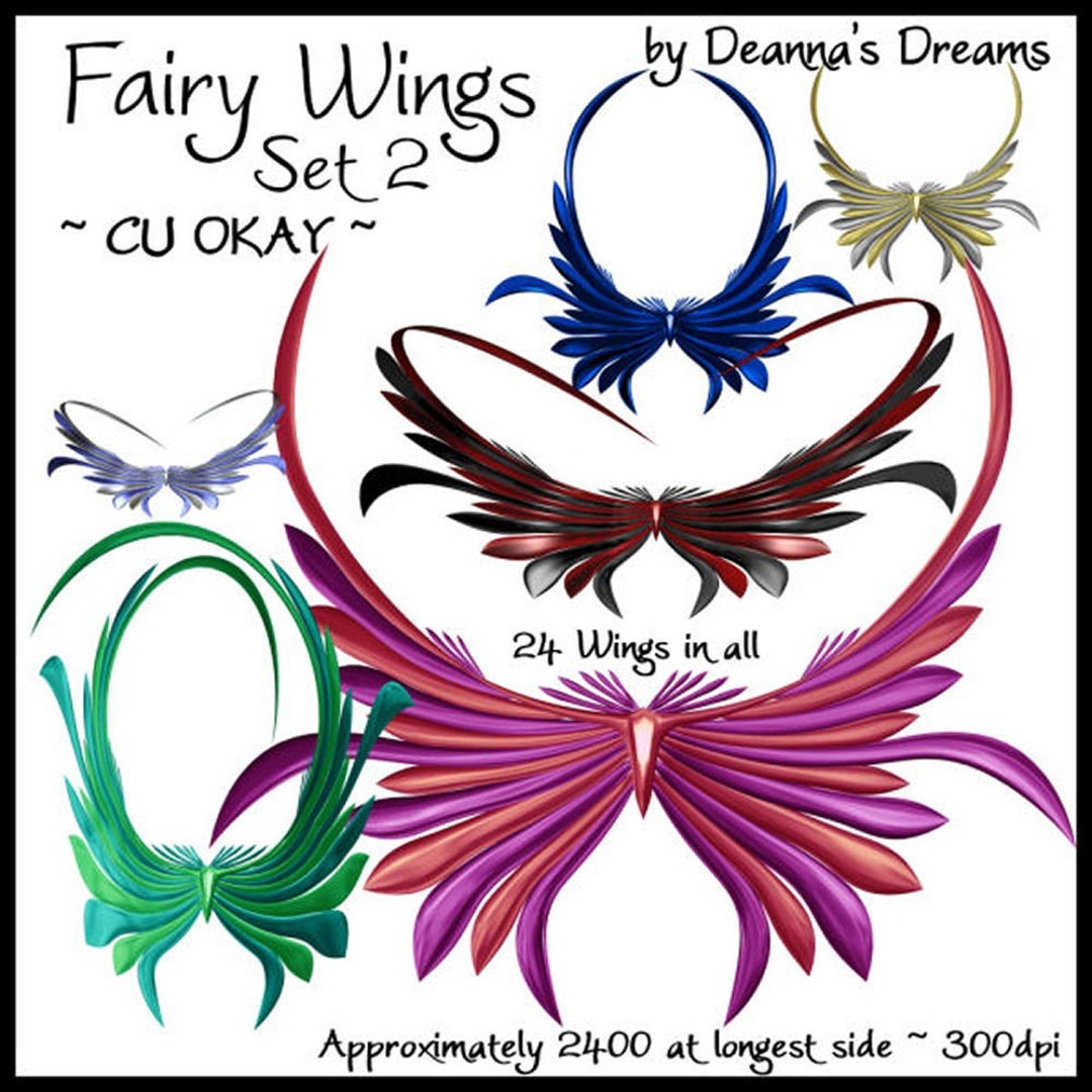Fairy Wings Set 2 Graphics Clipart Collection Royalty Free 24 Images - Etsy
