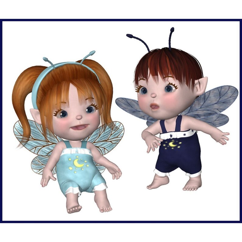 Impish Elves Fairy Graphics Clip Art Set 28 Royalty Free | Etsy