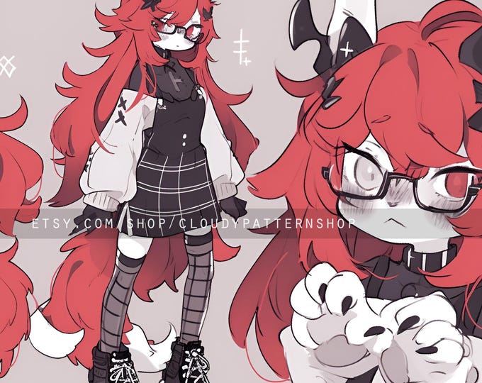 Adoptable | Cute Red Bunny Furry, Original Adopt, Fursona, Character ...