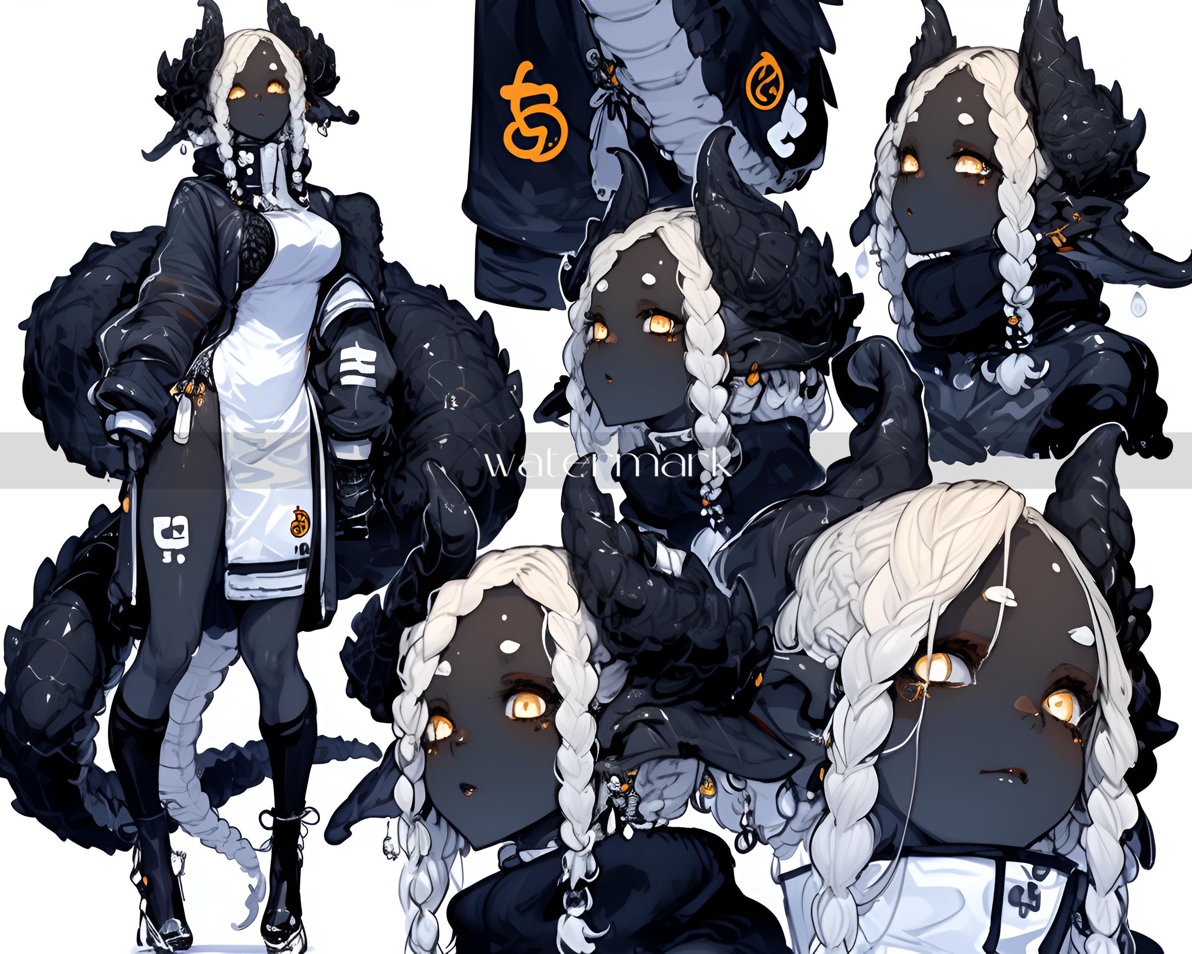Adoptable | Horned Black Alien, Original Adopt, Fursona, Character for ...