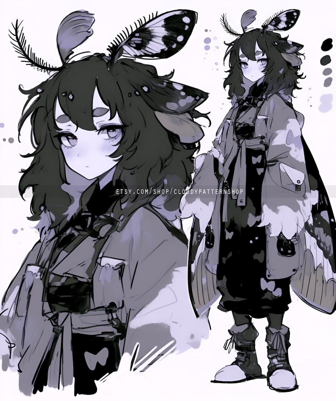 Adoptable | Night Lilac Moth, Original Adopt, Fursona, Character for ...