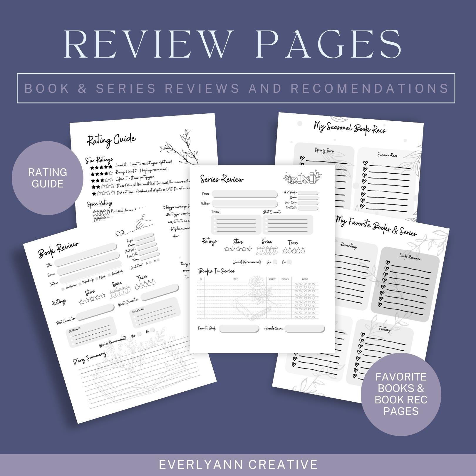 Printable Reading Journal | Digital Reading Journal | Romantasy | Dark ...
